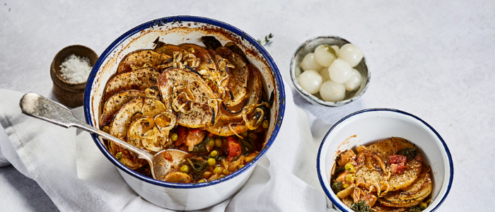 Spinach, Pea and Mushroom Hot Pot - Country Range